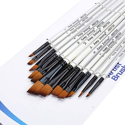Paint Brushes 12 Pieces Set, Professional Fine Tip Paint Brush Set ...