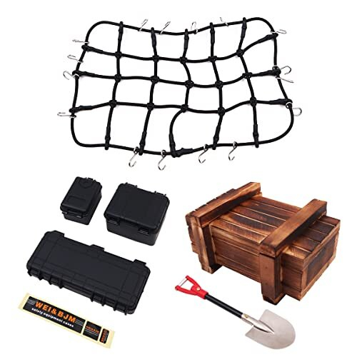 6PCS Remote Control Car Roof Rack Accessories with Cargo Net Mini Black ...