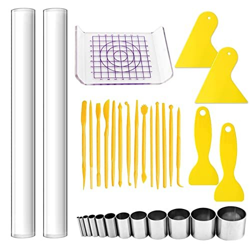 Allazone 33 PCS Acrylic Clay Cutter Set, Round Polymer Clay Cutters ...