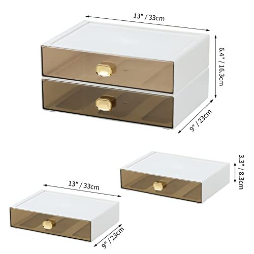 Plastic Drawers Storage Unit, Desk Tidy Organiser Drawers, Stackable A4 ...