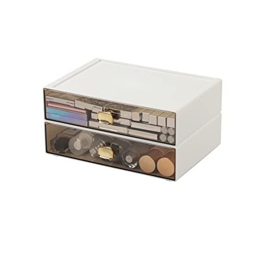 Plastic Drawers Storage Unit, Desk Tidy Organiser Drawers, Stackable A4 ...