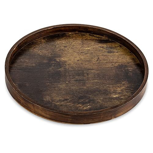Decorative Coffee Table Tray: Brown Wood Tray Round Rustic Wooden Trays ...
