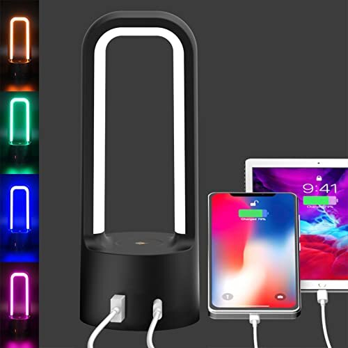 RGB Night Light,3 Way Dimmable Touch Bedside Table Lamp with 1 USB ...