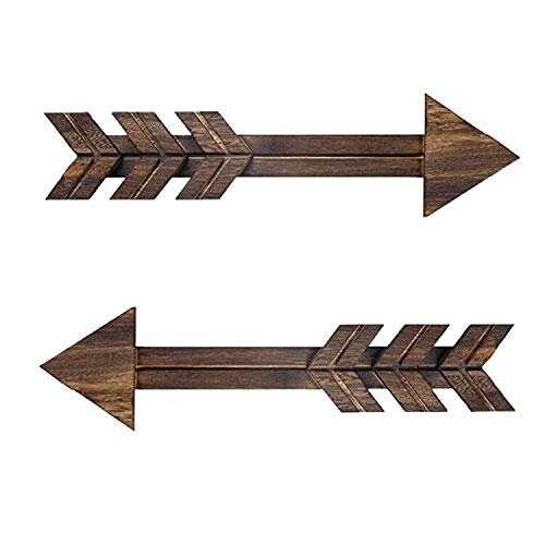 2 PCS Rustic Wood Arrow Sign Wall Decor, Dark Wooden Arrows Farmhouse ...