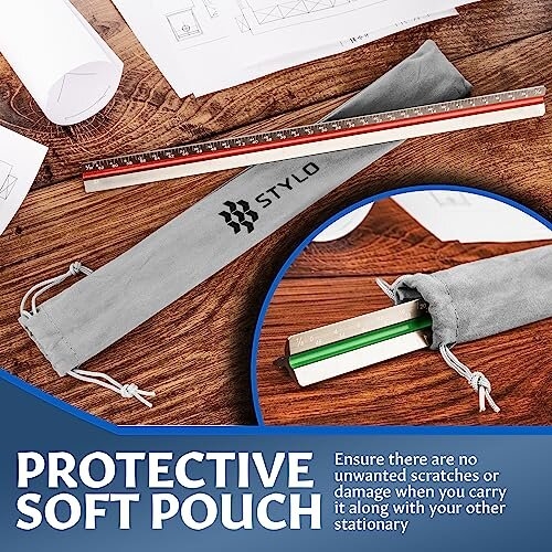 Aluminum Architect Scale Ruler 12" Laser Etched Triangle Drafting Ruler ...