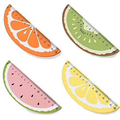 4 Piece Wood Ruler, Tool Ruler, Student Ruler, Creative Fruit Design ...