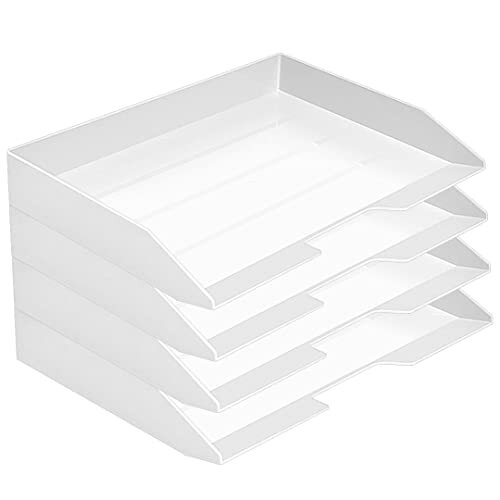 Stackable Letter Tray A4 4 Tier Side Load Plastic Desktop File ...