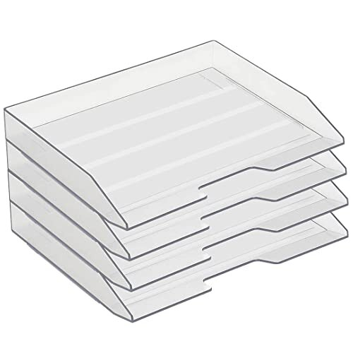 Stackable Letter Tray A4 4 Tier Side Load Plastic Desktop File ...