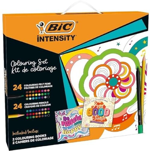 Intensity Colouring Set with Felt Tip Pens, Colouring Pencils and ...