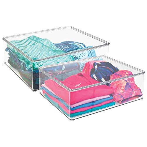 Plastic Wardrobe Organisers - Clothing Storage Boxes with Lid for ...