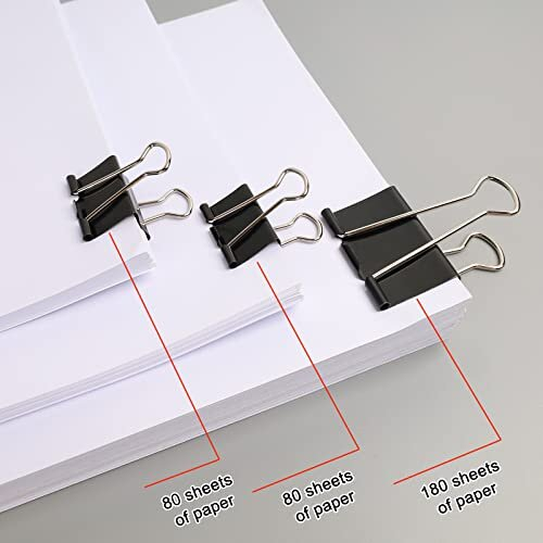 60pcs Binder Clips, 32mm Metal Paper Clips, Stationary Foldback Clips ...