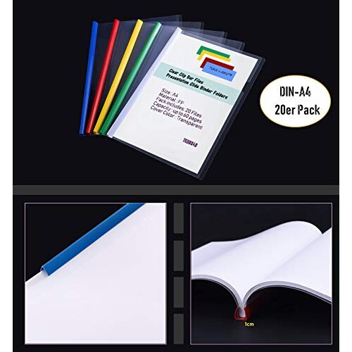 20pcs Clip Bar Files from PP Material, A4 Clear Report Cover Easy ...