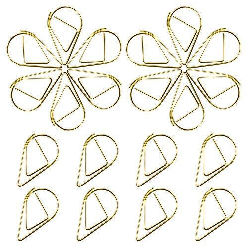150 Pieces Water Drop Paper Clips, Metal Paper Clips Clamps Golden ...