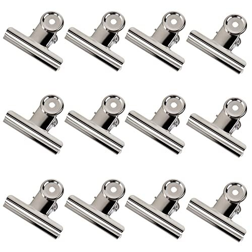 Large Hinge Clips, 12 Pack 63mm Bulldog Clips, Metal Hinge Clips Silver ...