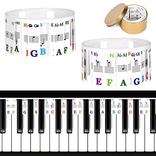 Piano Notes Stickers, Piano Keyboard Stickers 88 Full Size Key Set ...