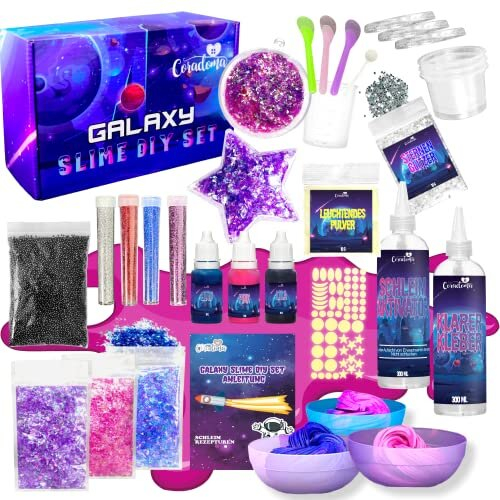 Galaxy Slime Kit DIY with Glow in The Dark Powder, Galaxy Slime Set for ...