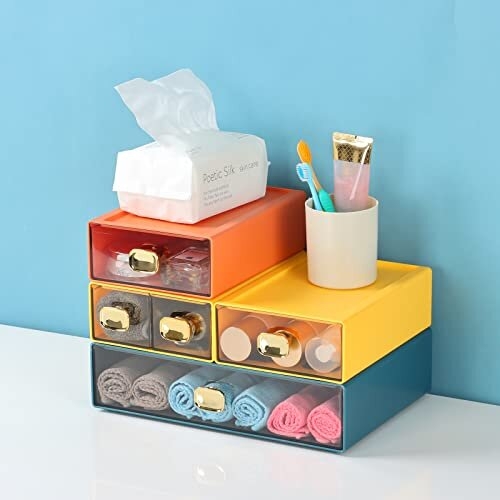 Plastic Drawers Storage Unit, Desk Tidy Organiser Drawers, Stackable A4 ...