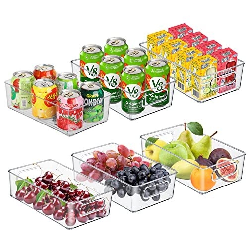 Fridge Organisers Bins Set of 6, Stackable Food Storage Containers with ...