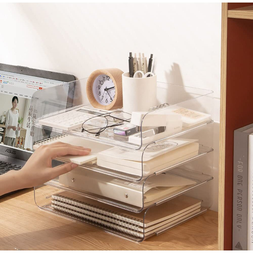 3 Tier Stackable A4 Filing Trays, Office Desk File Rack, Tidy File ...