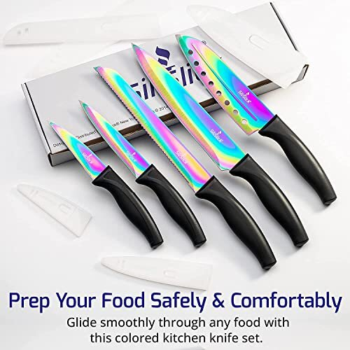 Titanium Coated Colorful Kitchen Knife Set - Sharp Stainless Steel ...
