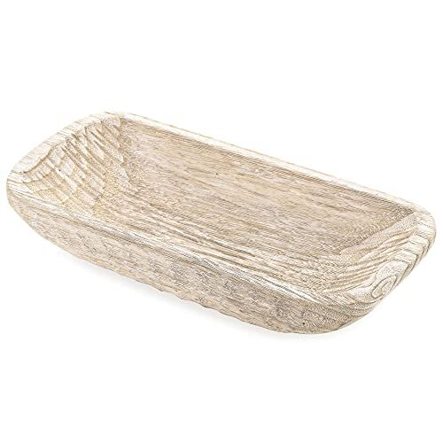 Decorative Wood Dough Bowl: Long Wooden Centerpiece Table Decorations ...