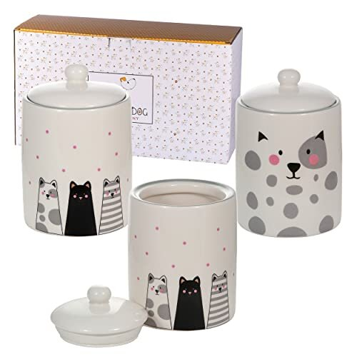 Tea Coffee Sugar Canisters, Set of 3 Ceramic Food Storage Jars ...