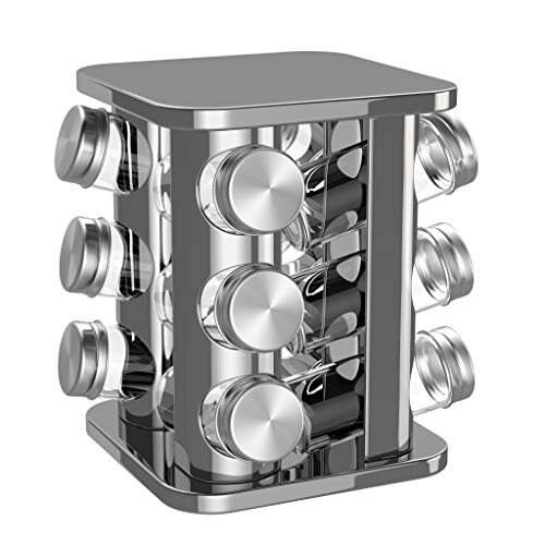 Rondo Rotating Spice Rack For 12 Spice Jars With Lids, Stainless Steel ...