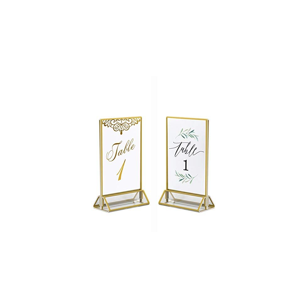 6Pack A5 Clear Acrylic Sign Holder with Gold Borders and Vertical Stand ...