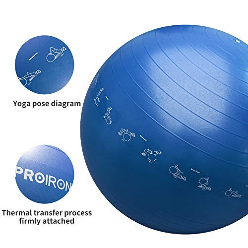 Extra Thick Exercise Ball with Postures Shown, Yoga Ball 55cm 65cm 75cm ...