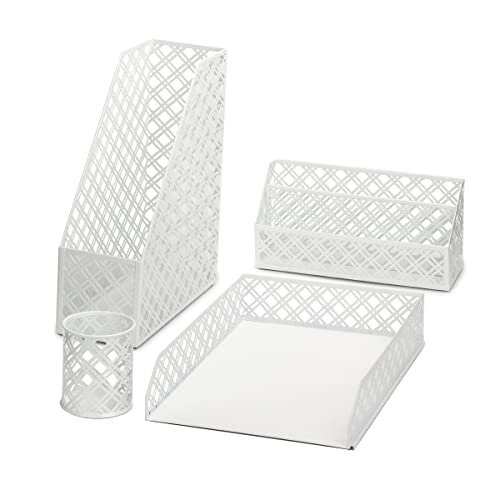 Desk Organiser 4 Pieces/Office Set/Desktop Metal Mesh Filing Including ...