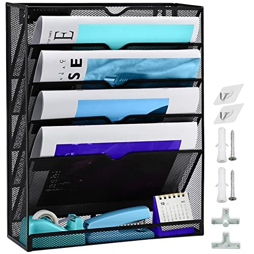 Hanging Wall Magazine File Holder, Wall Mounted File Organiser, Metal ...