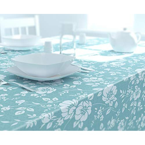Dehaus Wipe Clean Table Cloth - M Duck Egg Floral Bloom - Wipe Clean ...