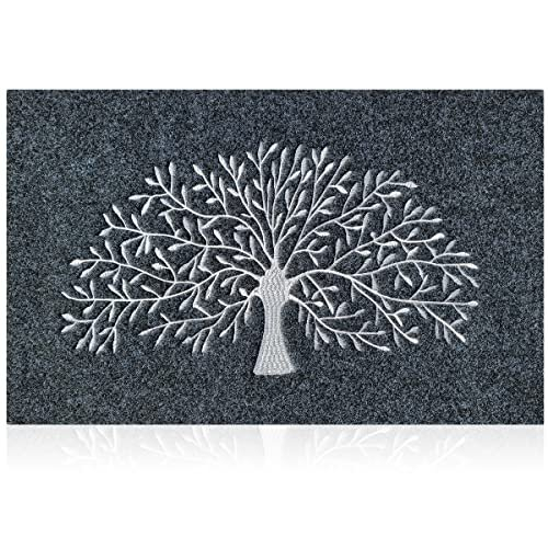 Door Mat Tree Of Life for Indoor and Outdoor, 60 x 90 Cm Grey Door Mats ...