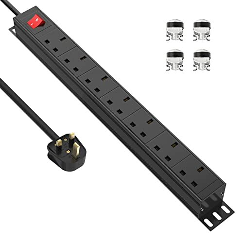 Extension Lead Surge Protection 7 Way Multi Plug Power Strip with ...