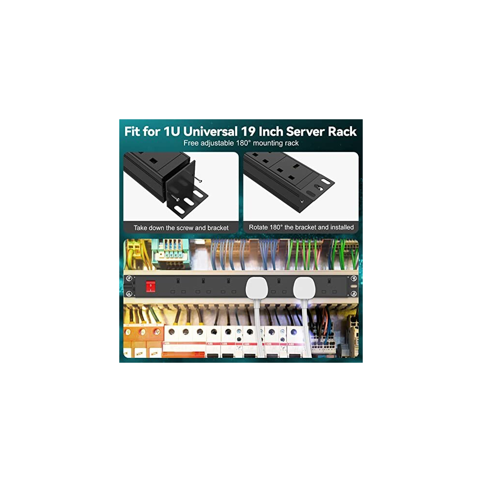 Extension Lead Surge Protection 7 Way Multi Plug Power Strip with ...