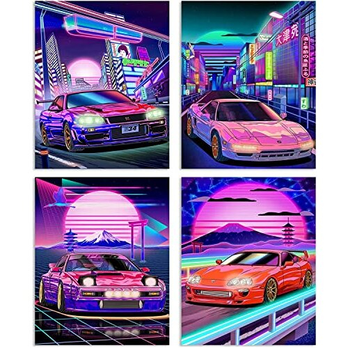 4 Pieces 8"x10" JDM Car Poster RX7＆MK4＆NSX＆R34 Canvas Art Poster ...
