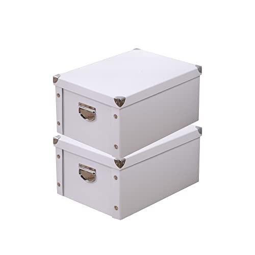 Collapsible Storage Box, Decorative Memory Box with Lid & Metal ...