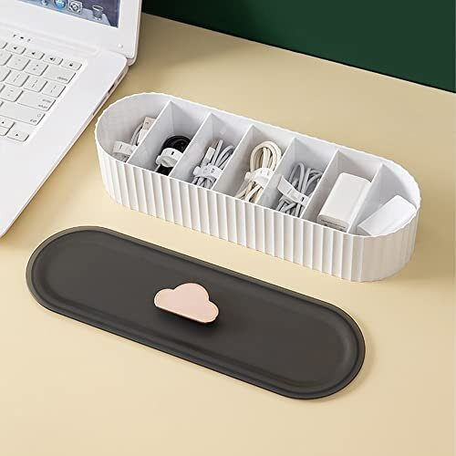 Cable Tidy Box, 7 Grids Cable Organizer Box with Lid, Cable Management ...