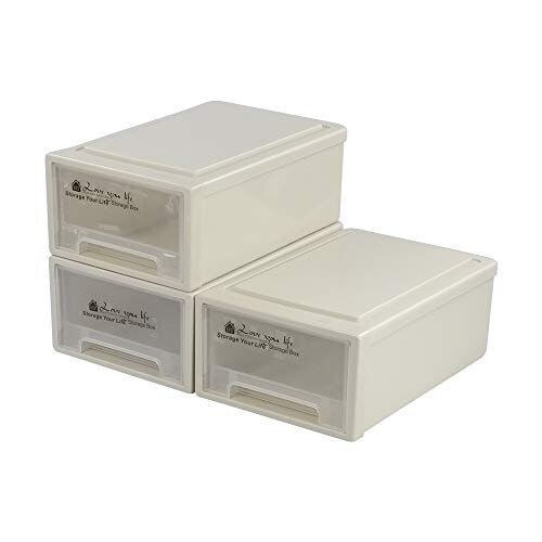 6.8L Stackable Plastic Drawer Unit, Desktop Office Stacking Frontbox, 3 ...