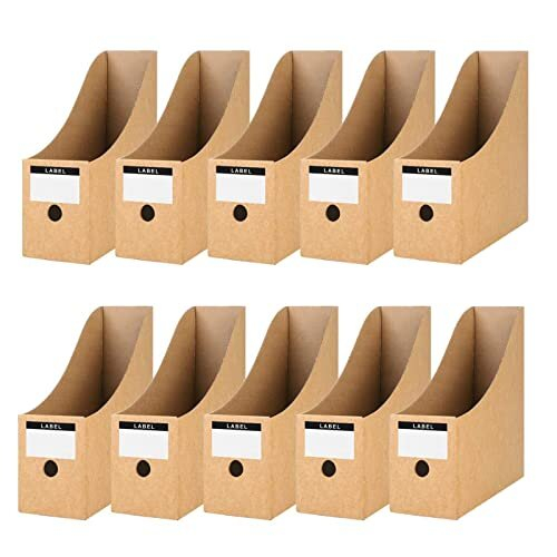 Pack of 10 Kraft Paper Magazine Holder - A4 Cardboard Magazine Holder ...