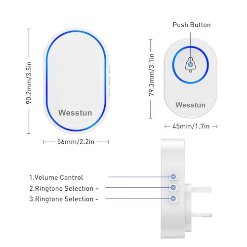 Wireless Doorbell Plug in, Waterproof Door Bells Wireless Cordless with ...