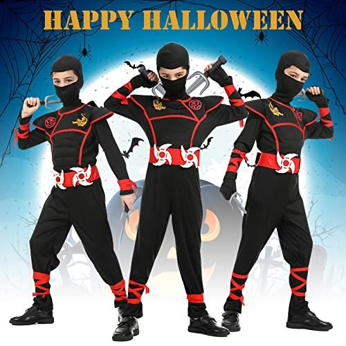 Ninja Costume, Kids Halloween Ninja Fancy Dress Costume with Ninja ...