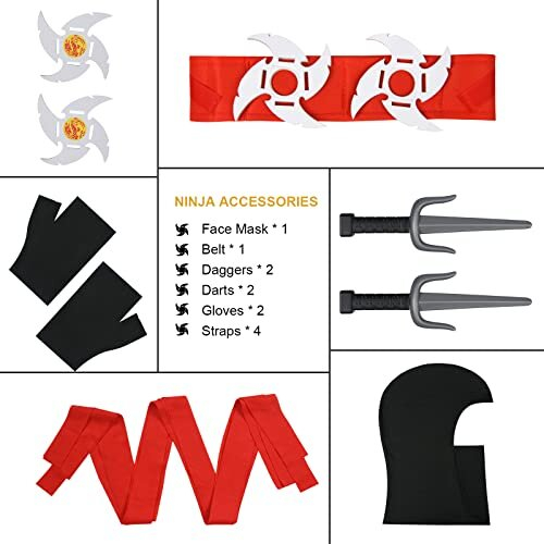 Ninja Costume, Kids Halloween Ninja Fancy Dress Costume with Ninja ...