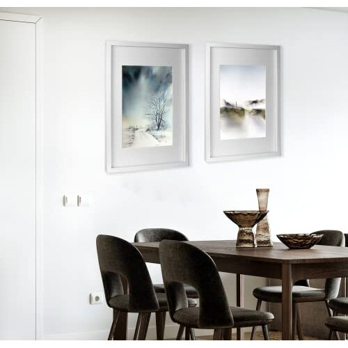 White A3 Boxed Picture Frames Set of 3 with Double Mounts for A4 & 6x8 ...