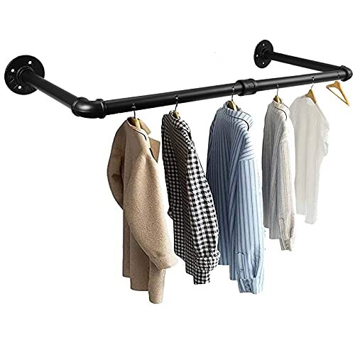 Industrial Pipe Clothes Bar Rack 80cm, Kamtop Wall Mounted Clothes Rail ...