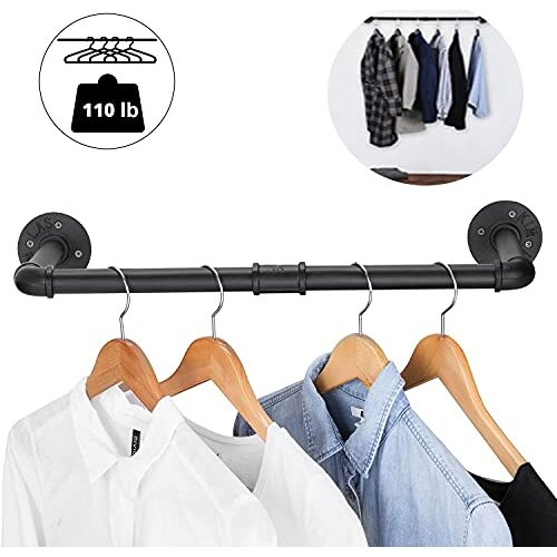 Industrial Pipe Clothes Bar Rack 80cm, Kamtop Wall Mounted Clothes Rail ...