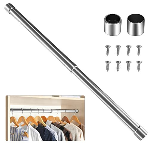 70cm-120cm Extendable Stainless Steel Wardrobe Rail, Adjustable Clothes ...