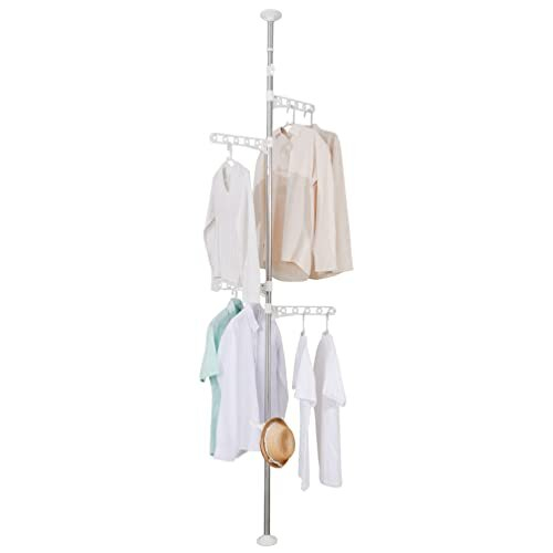 Corner Laundry Pole Coat Tree Hanger Telescopic Clothing Drying Rack ...
