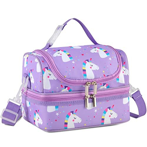 Lunch Bag for Girls, Thermal Insulated Lunch Box Bag for Kids Double ...