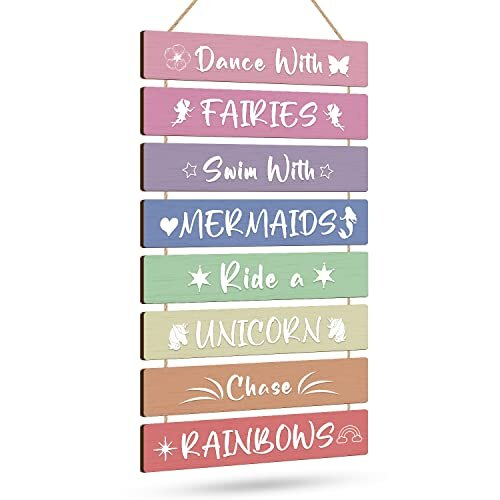 Rainbow Unicorn Quotes Wood Sign Inspirational Wooden Plaque For Girls